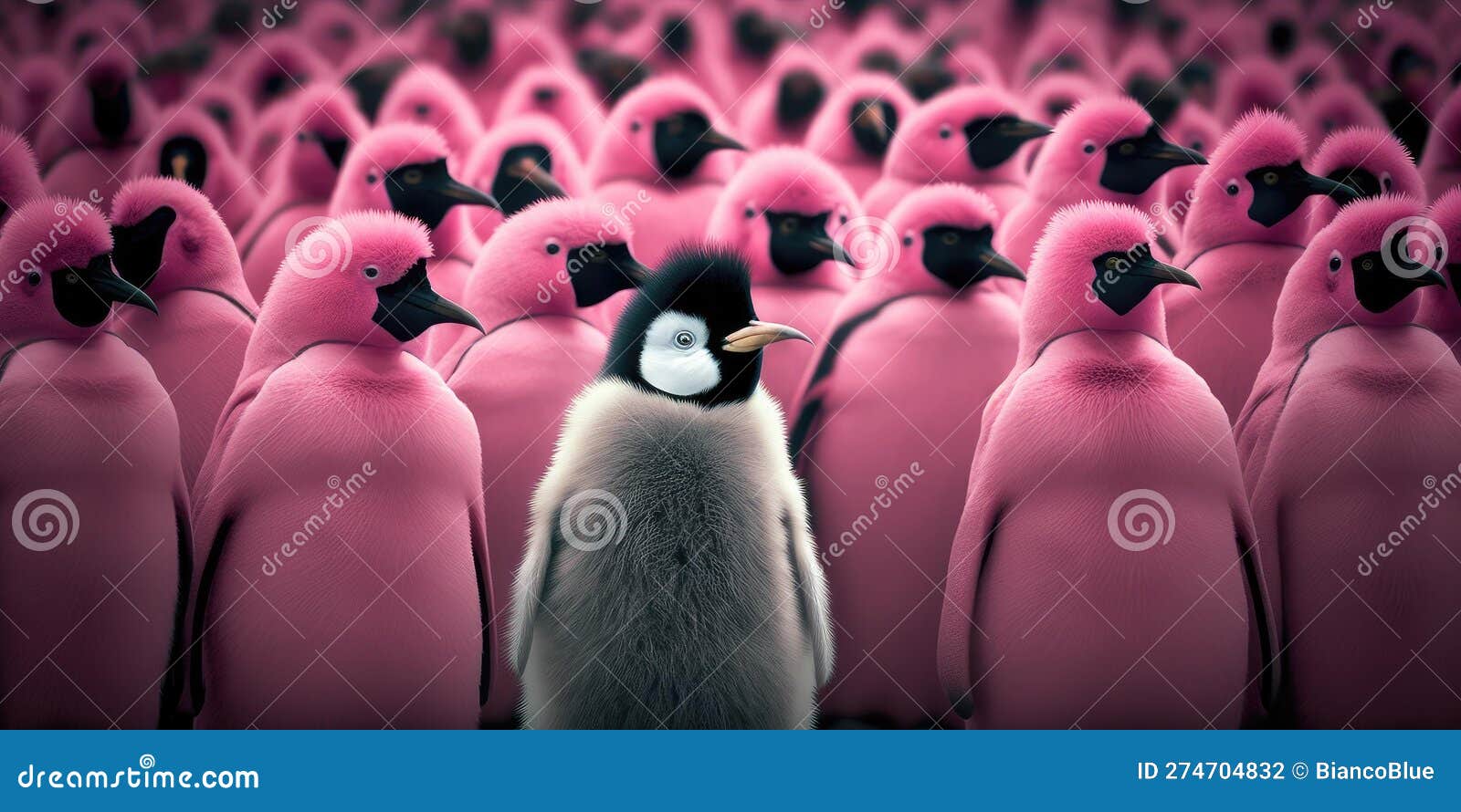 Difference Concept Showing by Extraordinary Penguin Standing Out of the ...