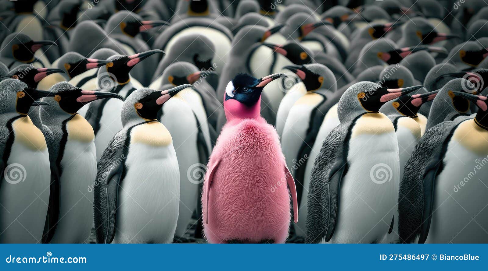 Difference Concept Showing by Extraordinary Penguin Standing Out of the ...