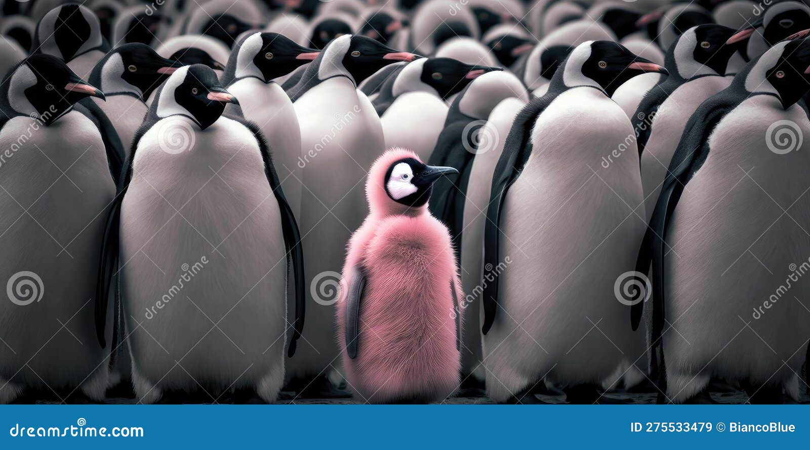 Difference Concept Showing by Extraordinary Penguin Standing Out of the ...