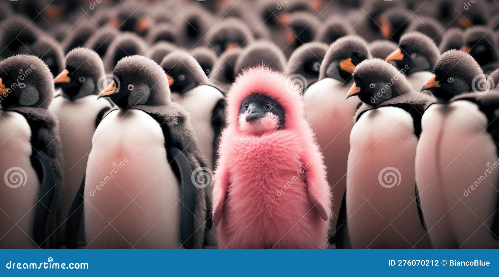 Difference Concept Showing by Extraordinary Penguin Standing Out of the ...