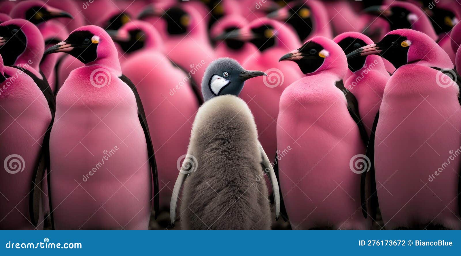 Difference Concept Showing by Extraordinary Penguin Standing Out of the ...