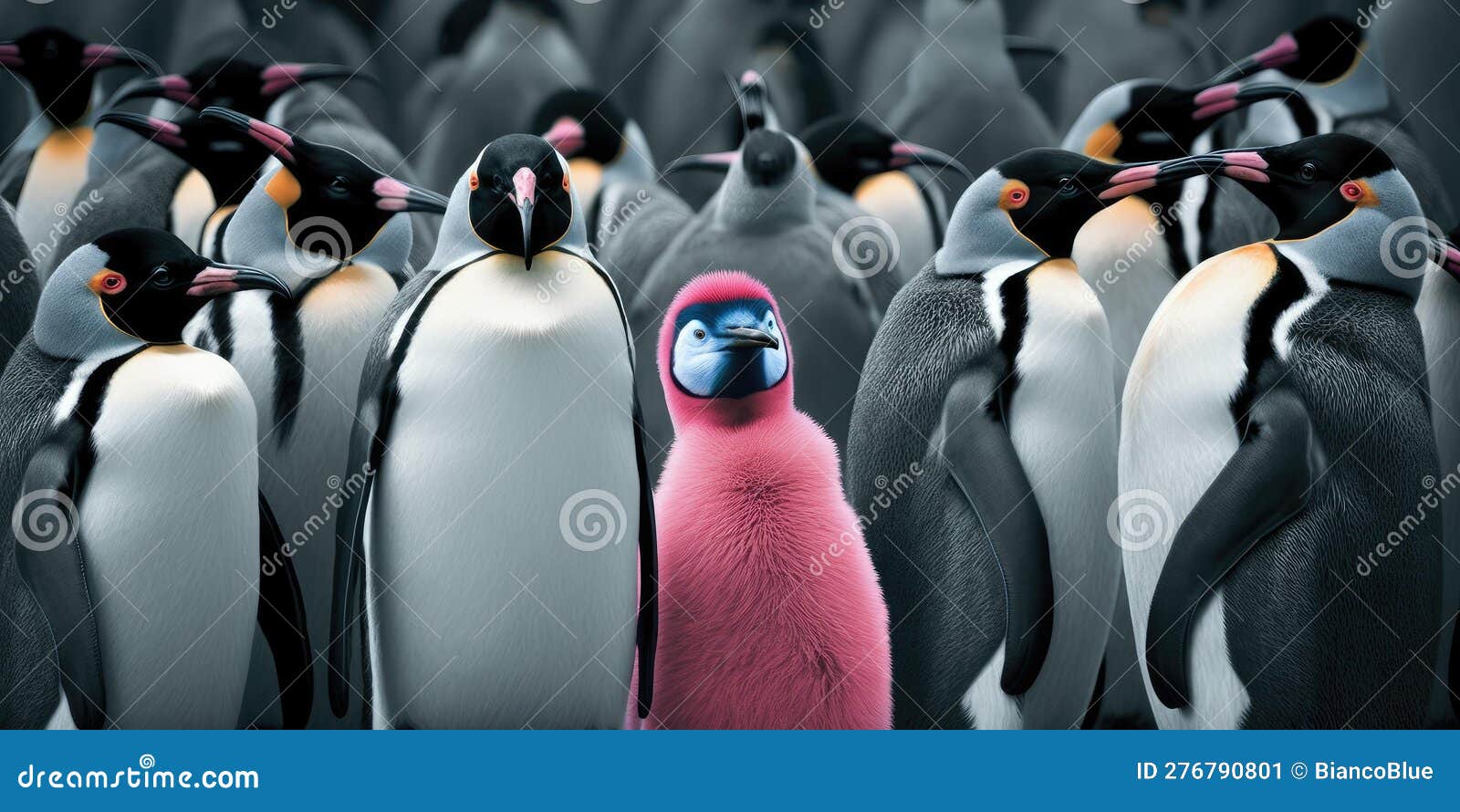Difference Concept Showing by Extraordinary Penguin Standing Out of the ...
