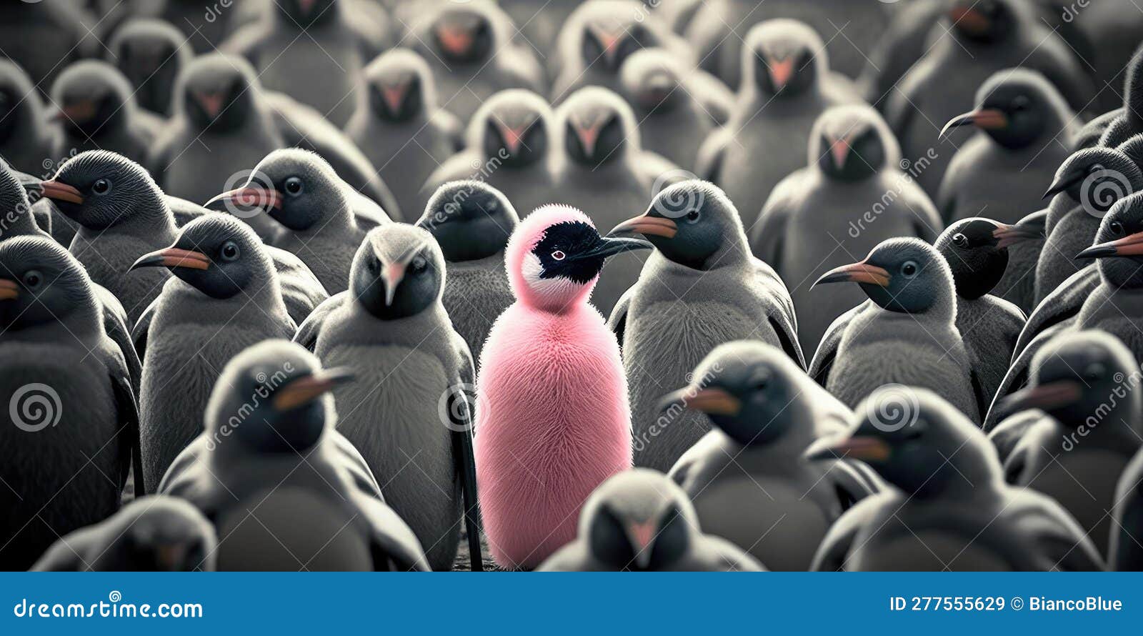Difference Concept Showing by Extraordinary Penguin Standing Out of the ...