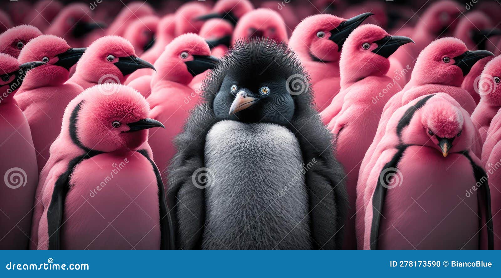 Difference Concept Showing by Extraordinary Penguin Standing Out of the ...