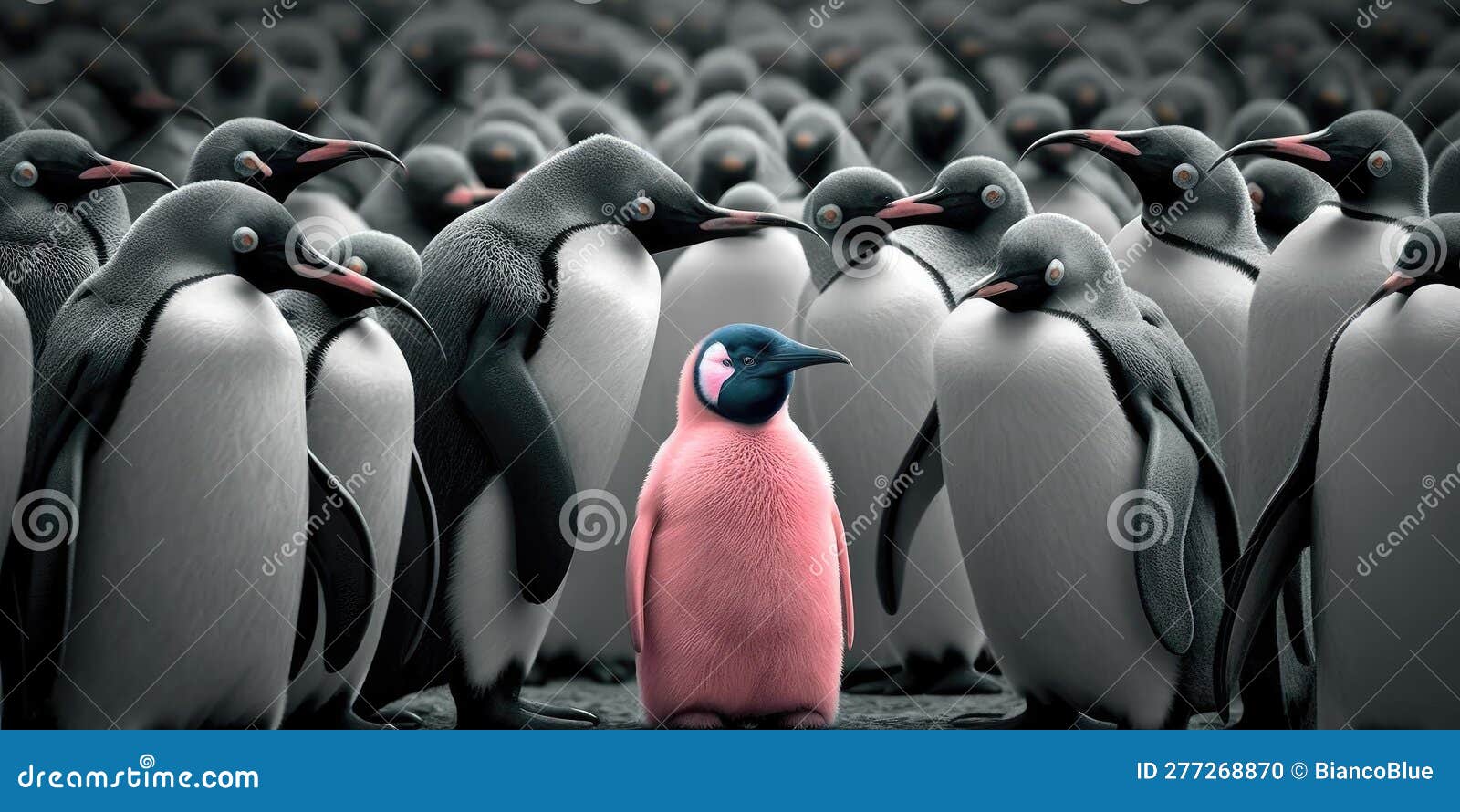 Difference Concept Showing by Extraordinary Penguin Standing Out of the ...