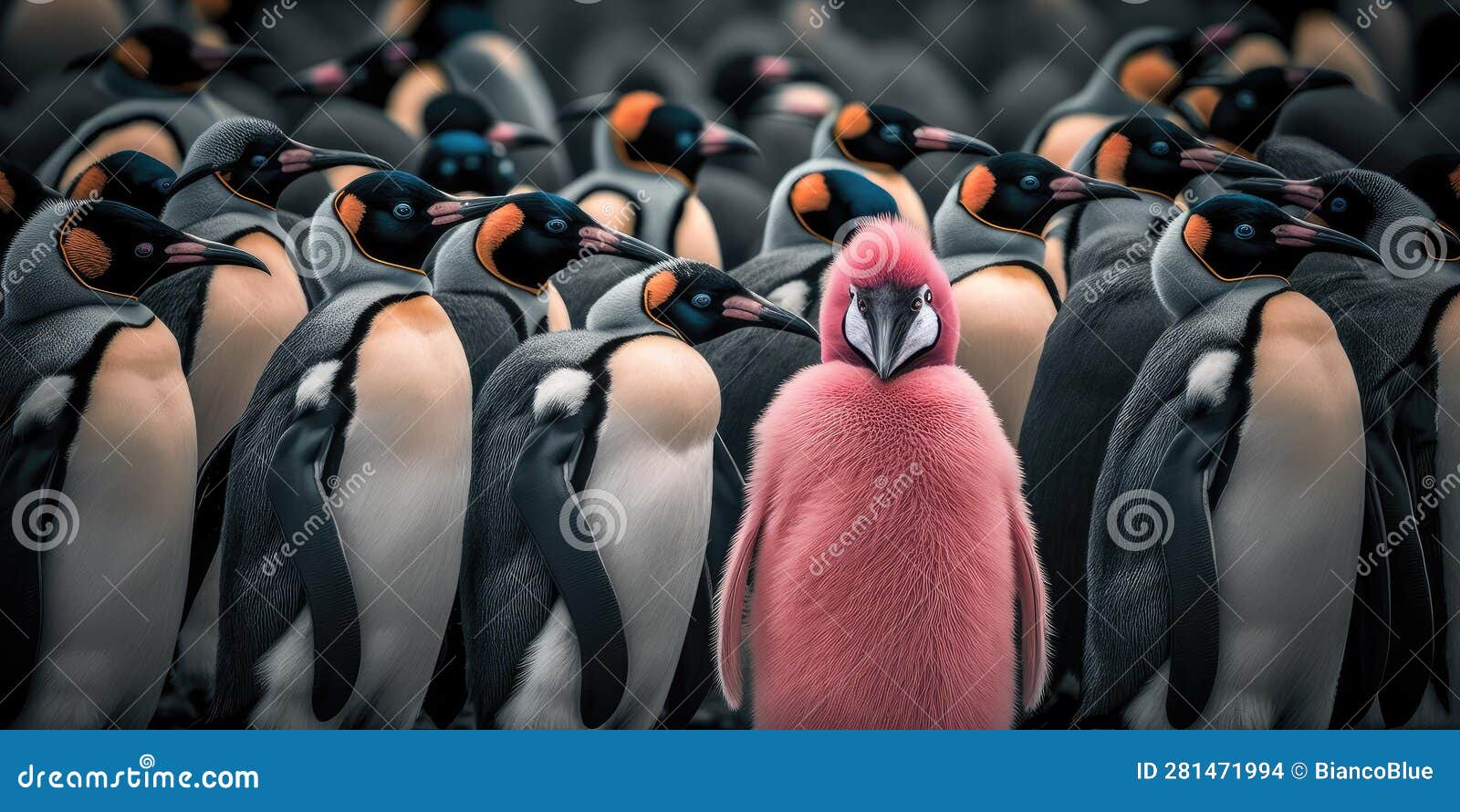 Difference Concept Showing by Extraordinary Penguin Standing Out of the ...