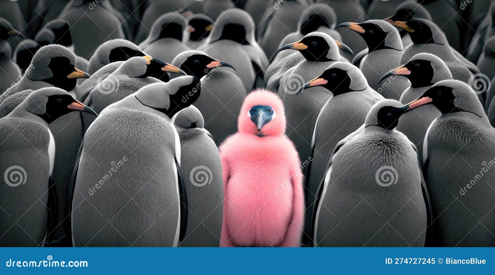 Difference Concept Showing by Extraordinary Penguin Standing Out of the ...
