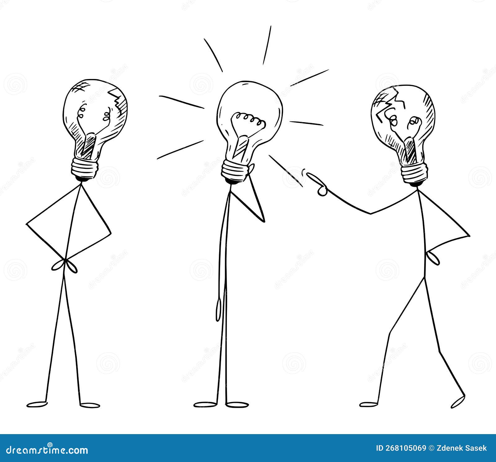 Difference of Creative Individuality, Vector Cartoon Stick Figure ...