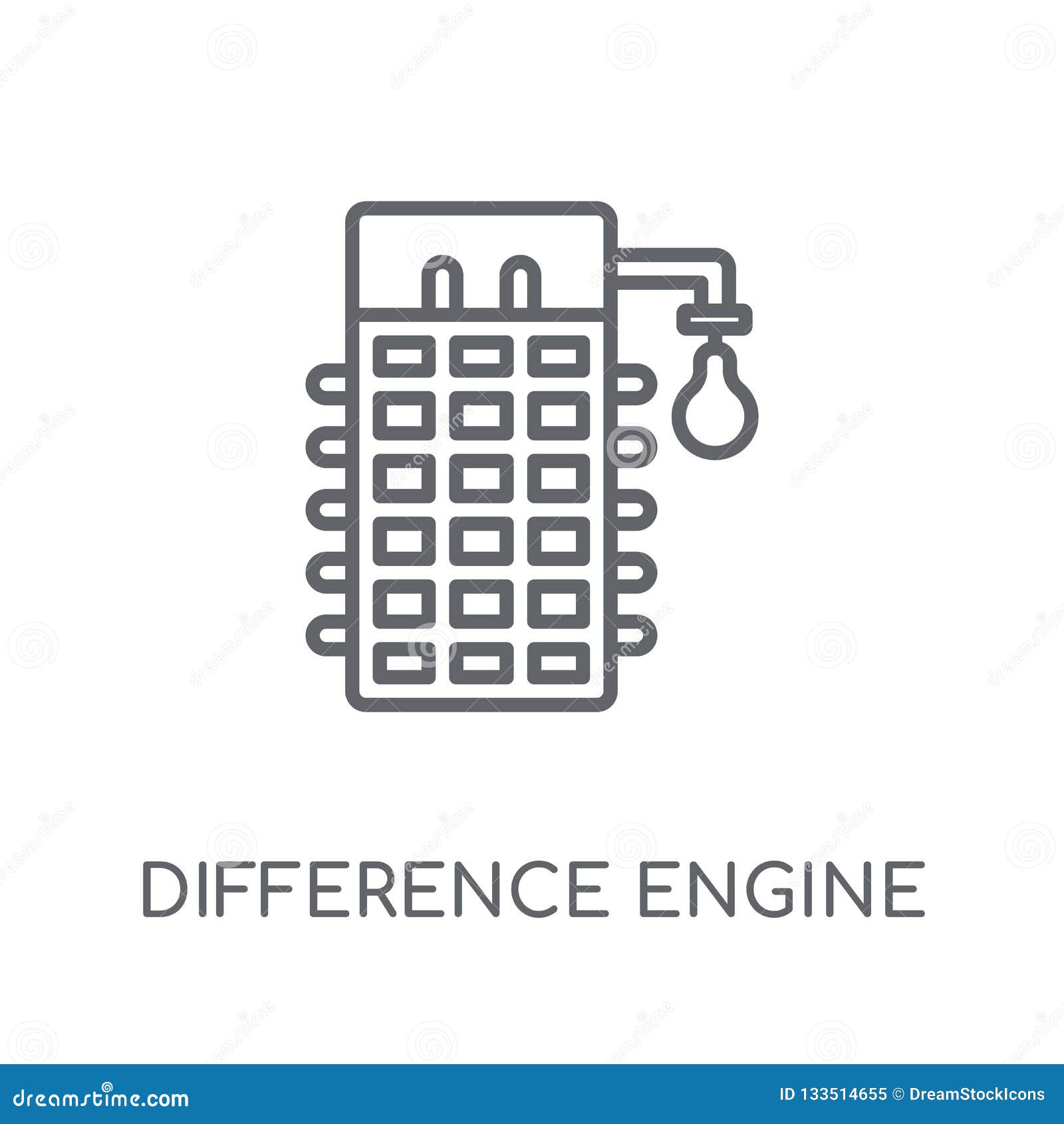Difference Engine Linear Icon. Modern Outline Difference Engine Stock ...
