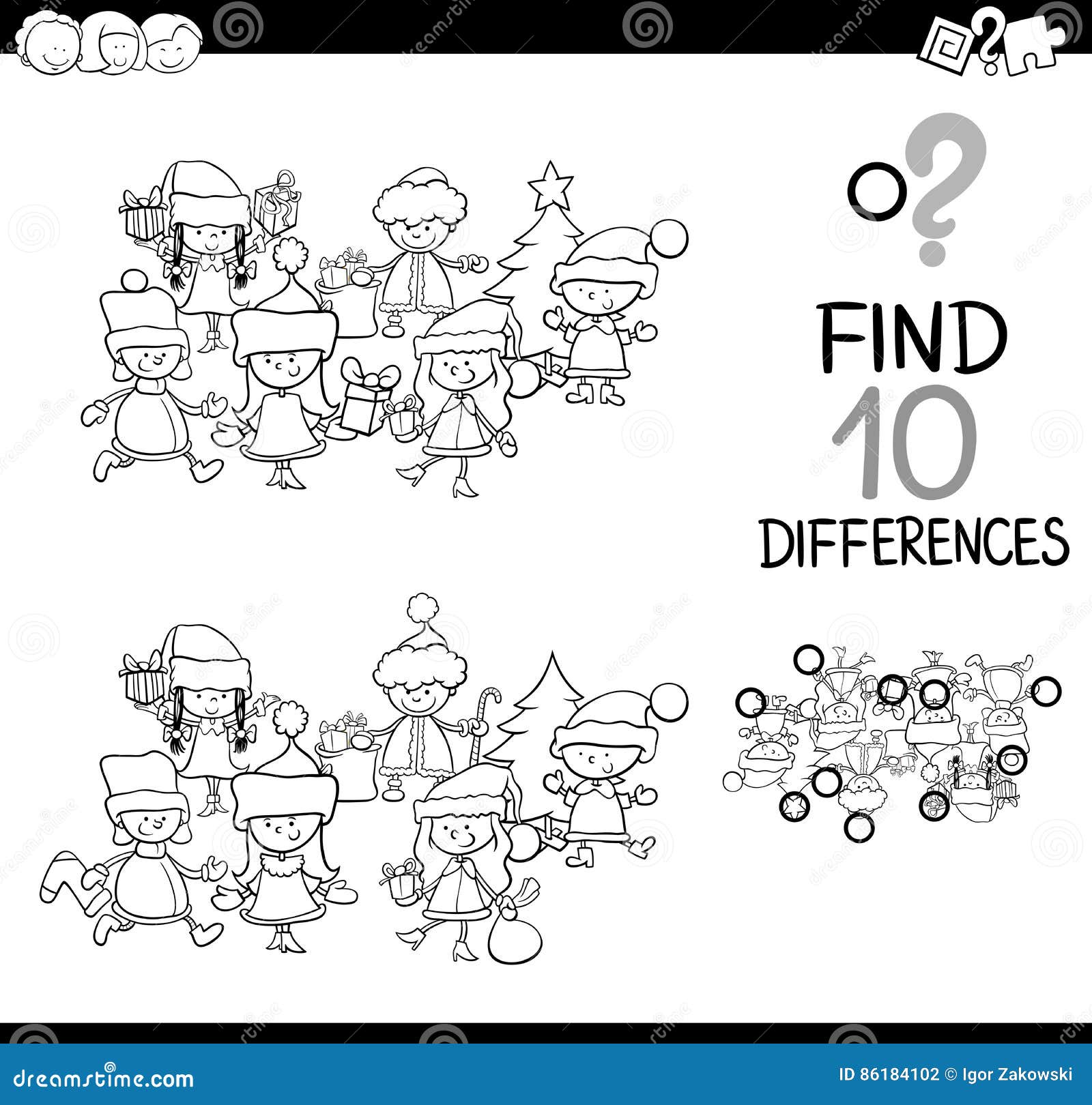 Difference Game Coloring Page Vector Illustration | CartoonDealer.com ...