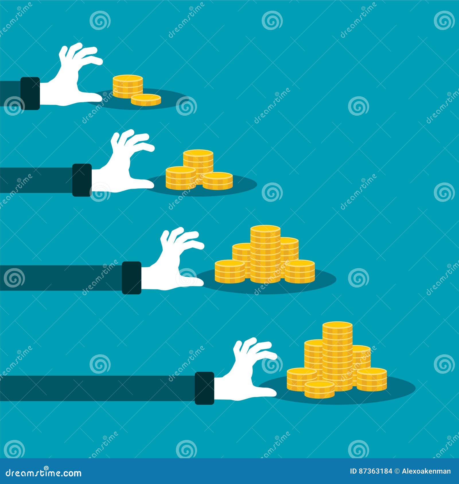 Difference In Income Vector Concept With Stacks Of Golden Coins ...