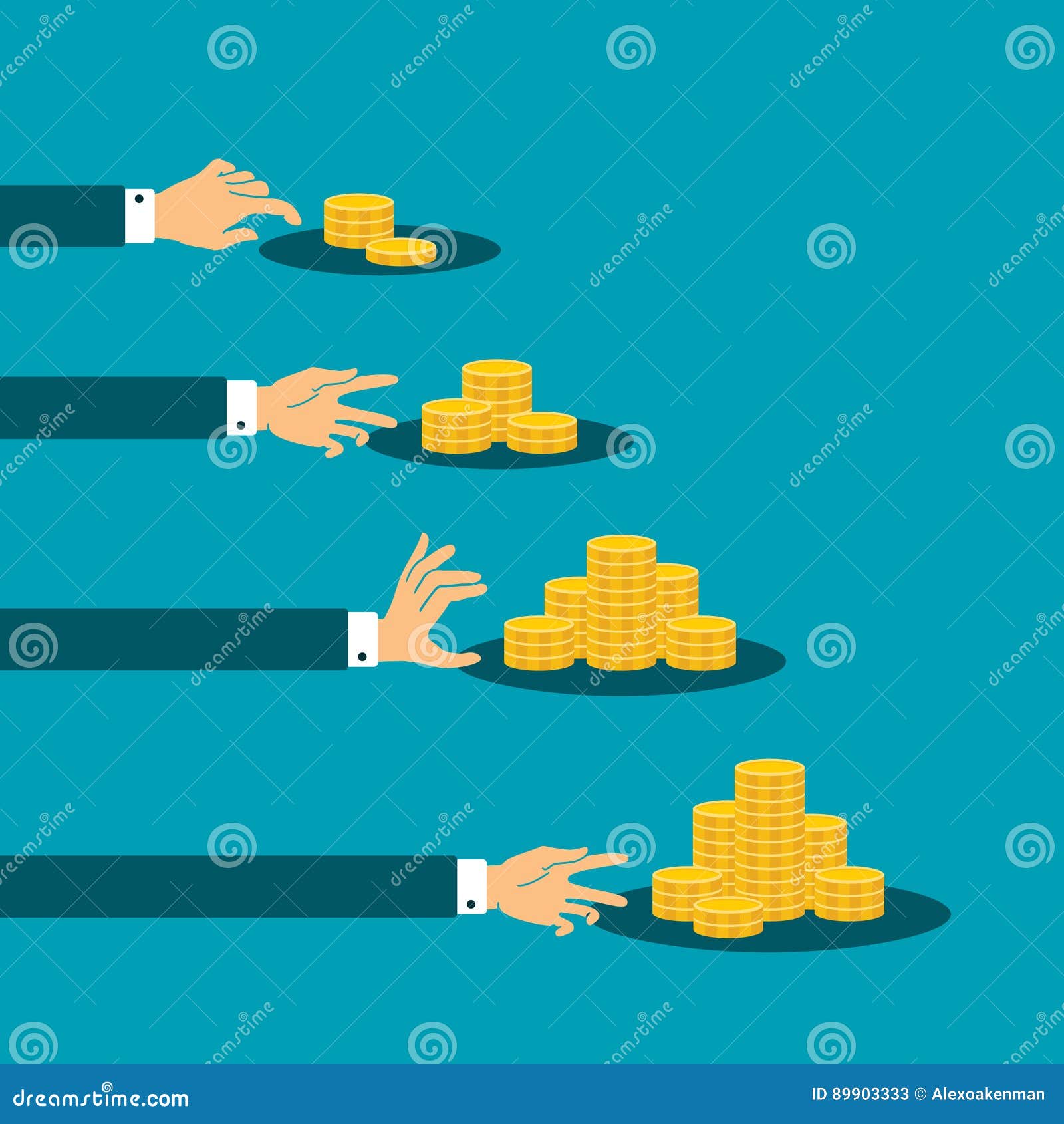 Difference In Income Vector Concept With Stacks Of Golden Coins ...