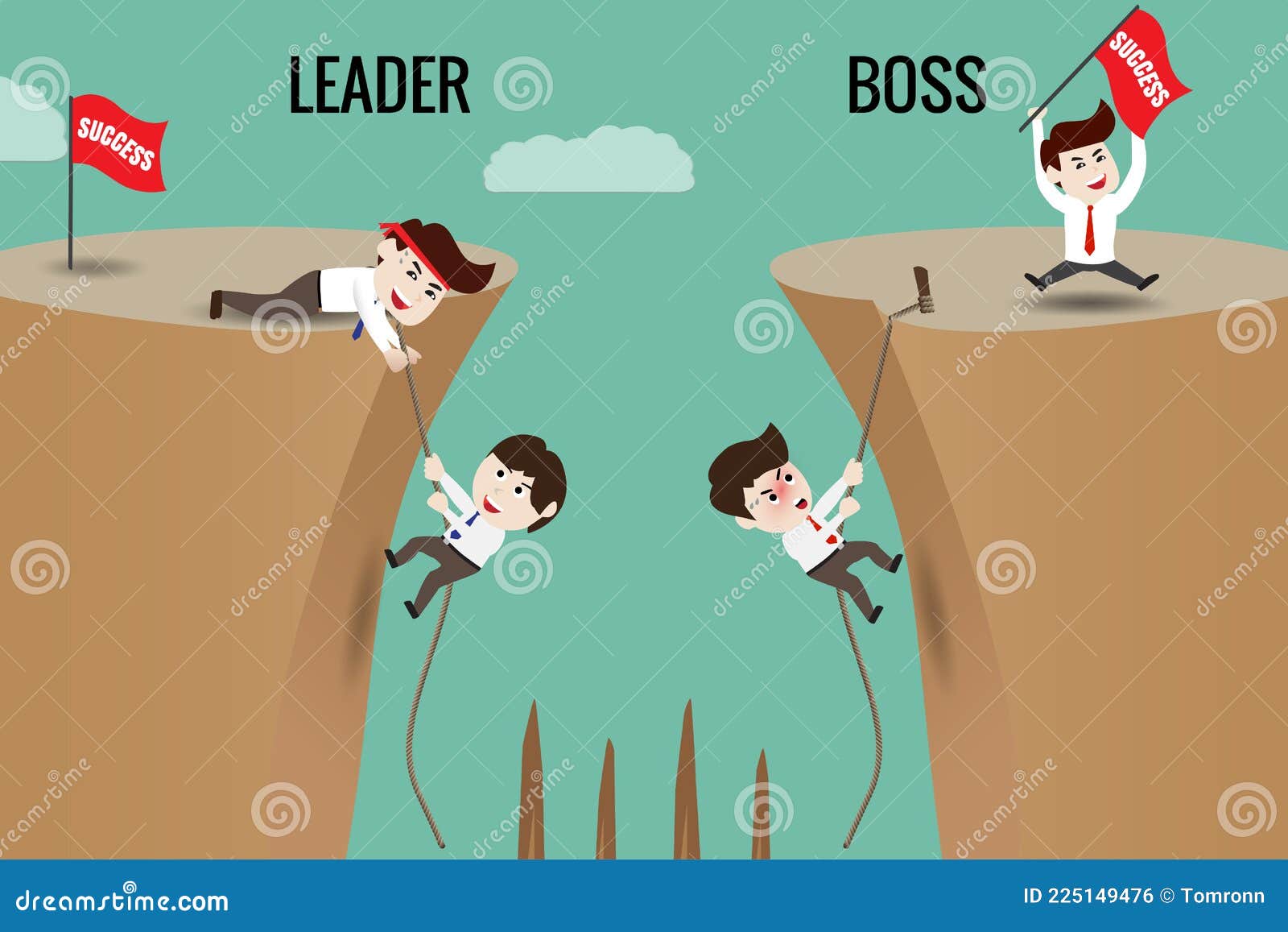 The Difference between Leader and Boss Concepts Stock Vector ...