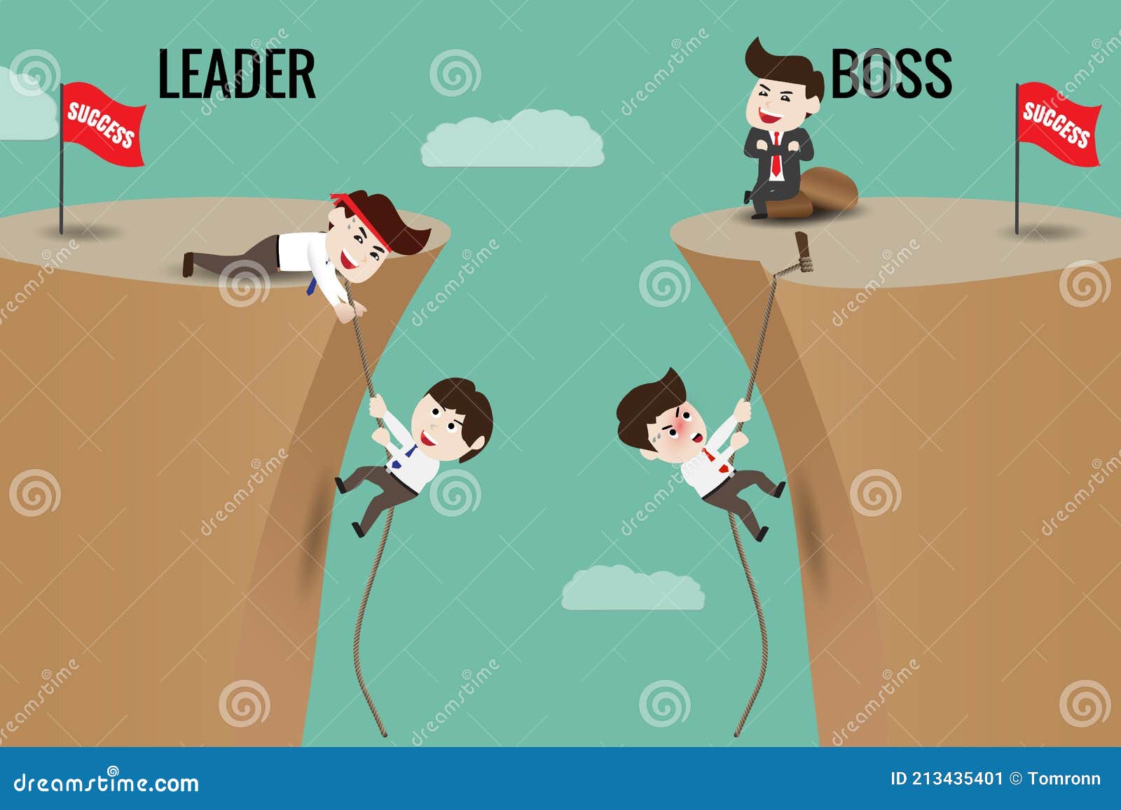 The Difference between Leader and Boss Stock Vector - Illustration of ...