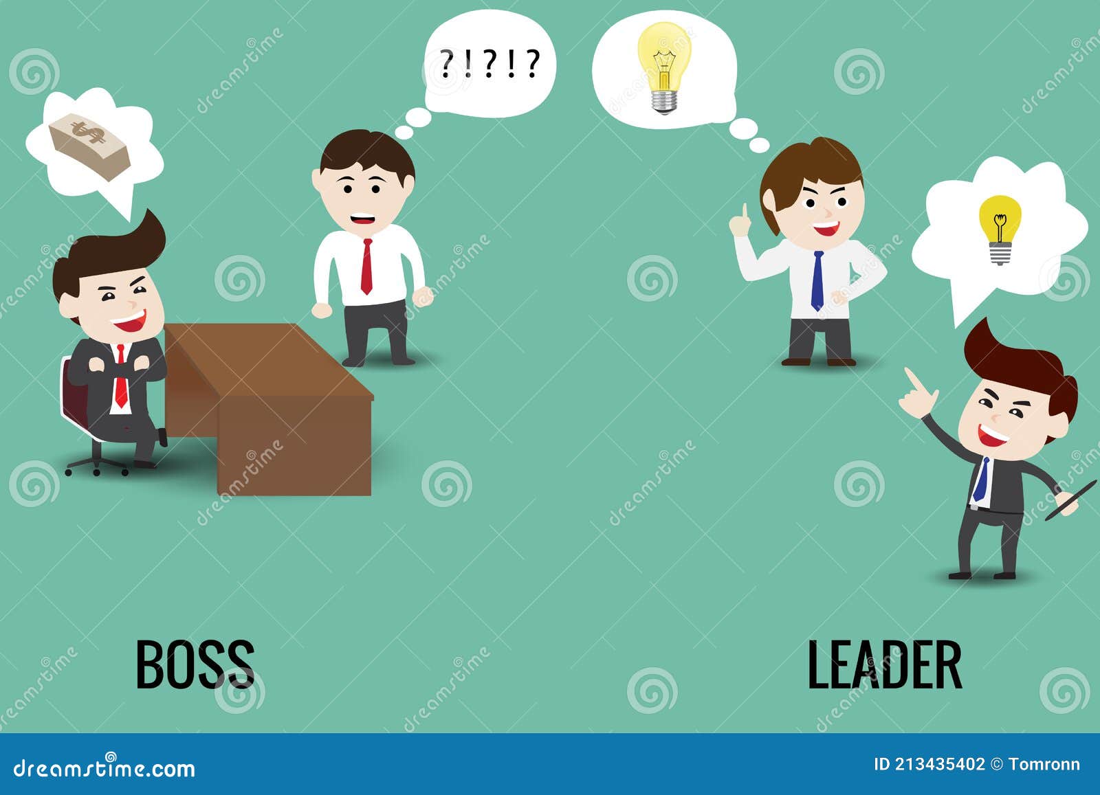 The Difference between Leader and Boss Stock Vector - Illustration of ...