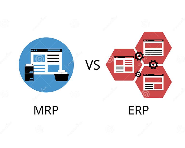 Difference between MRP Manufacturing Solutions and ERP Software Stock Vector - Illustration of ...