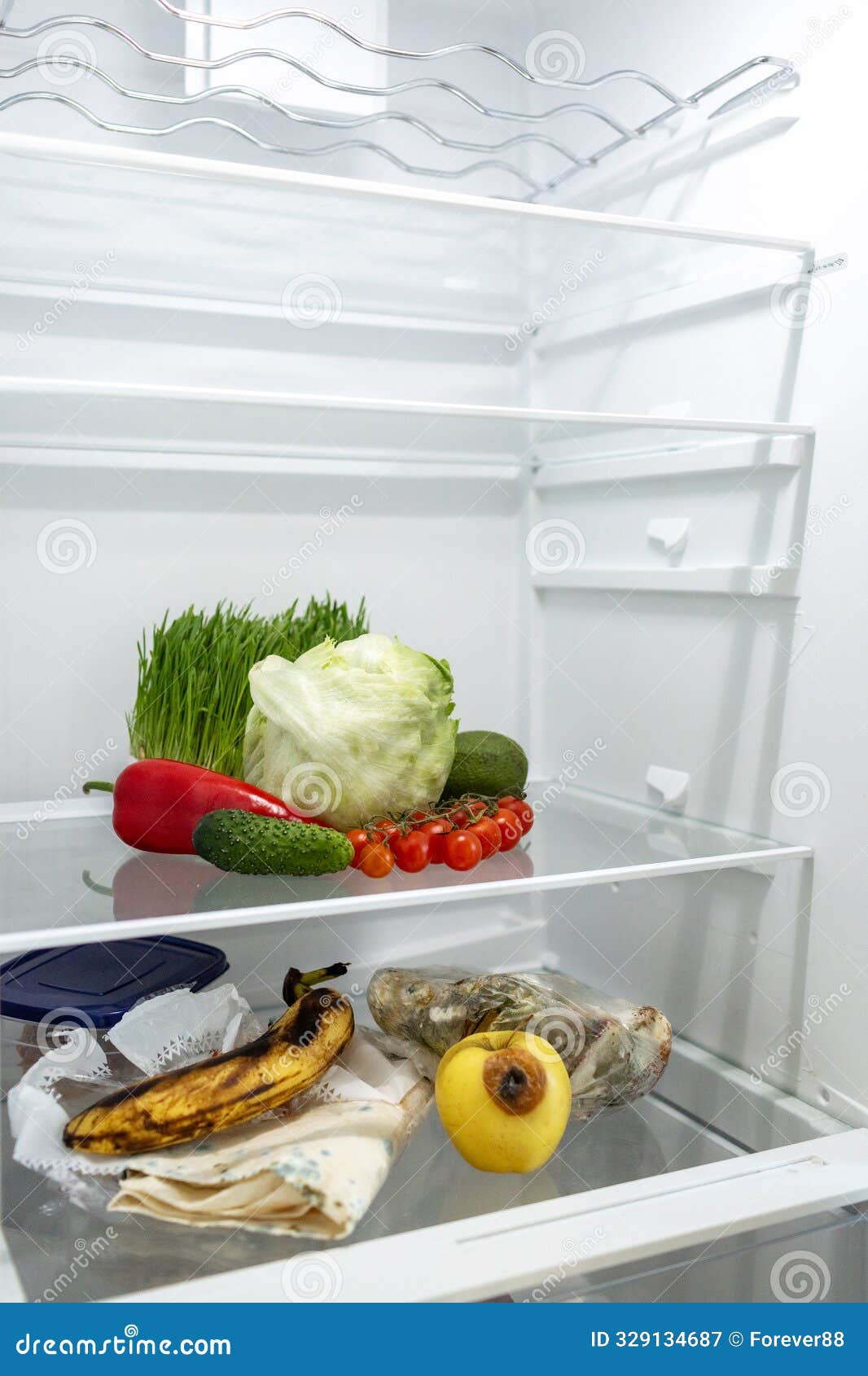 The Difference between the Produce Shelf with Fresh Vegetables and the ...