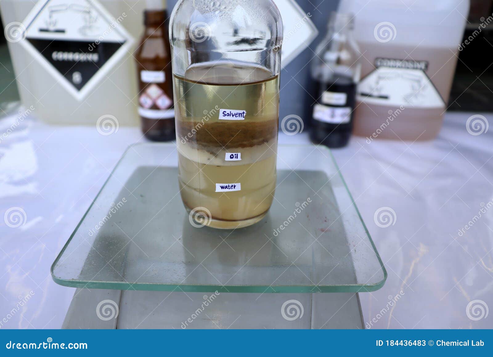 Solvent and oil and water stock image. Image of education - 184436483
