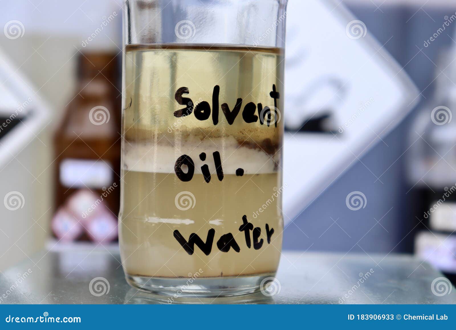 Solvent and water and oil stock image. Image of research - 183906933