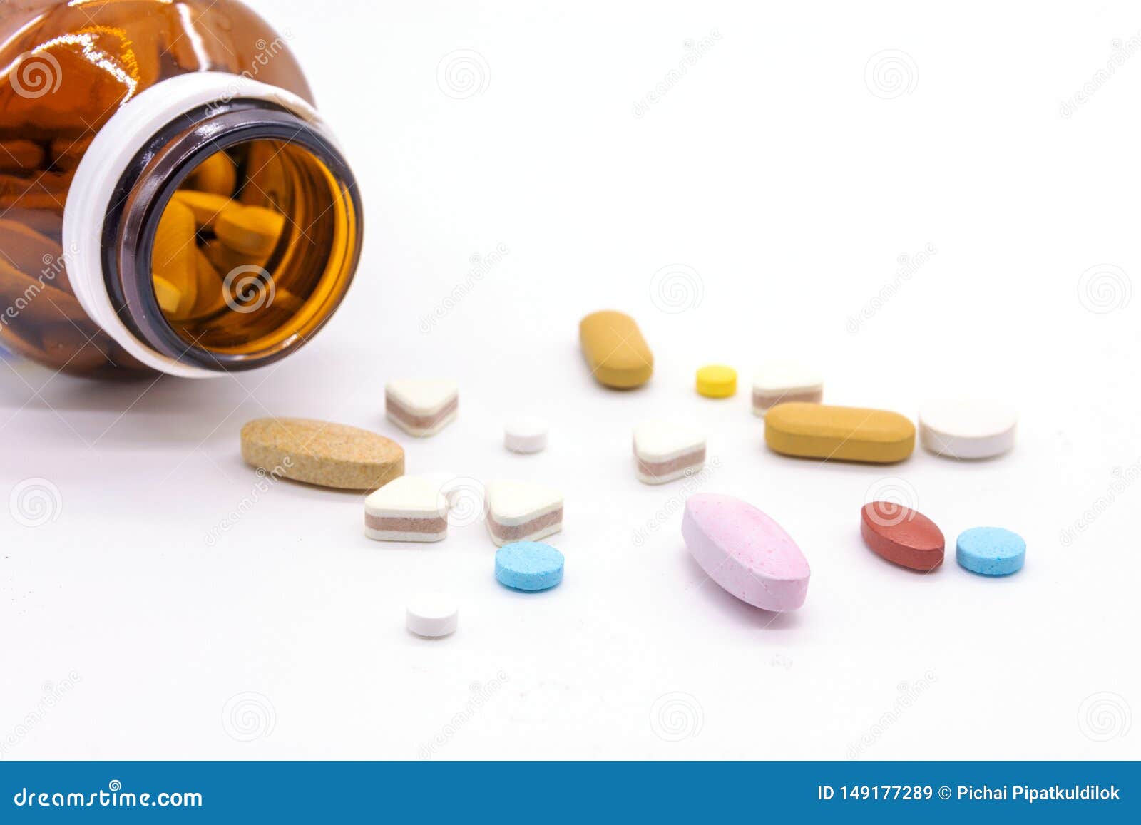 Difference Tablets Pills Heap Mix Isolated on White Background Stock ...