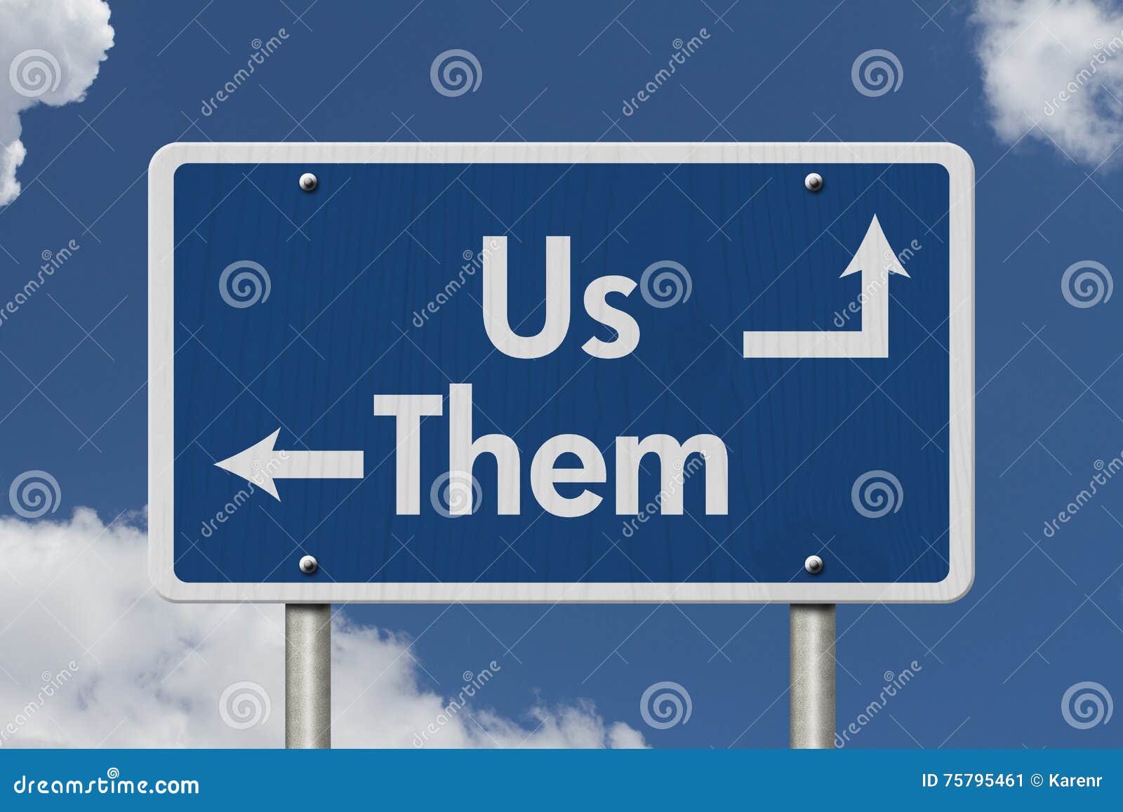 Us And Them Road Signs Pointing In Different Directions Royalty-Free ...