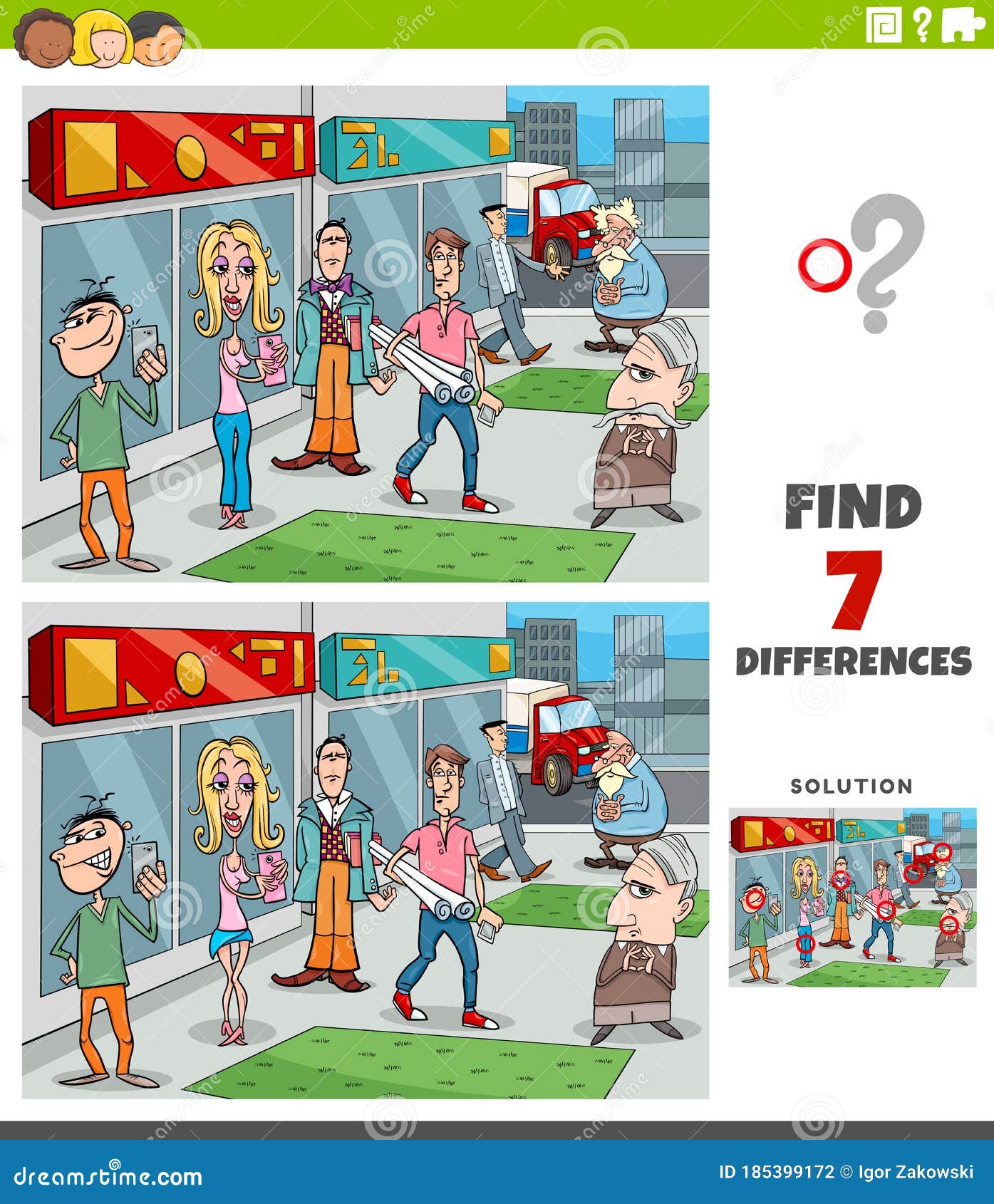 Differences Educational Game with Cartoon People Group Stock Vector ...