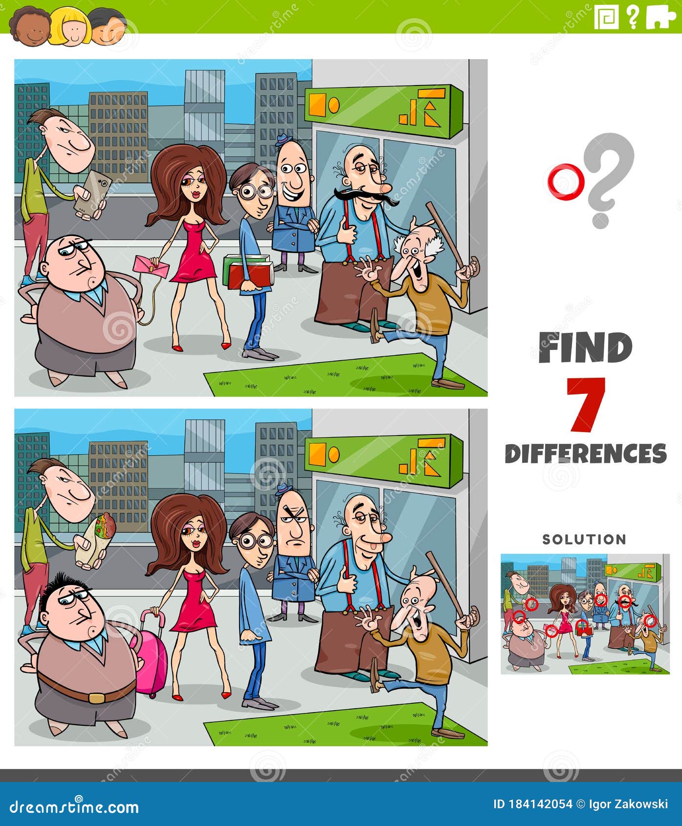 Differences Educational Task with Cartoon People Group Stock Vector ...