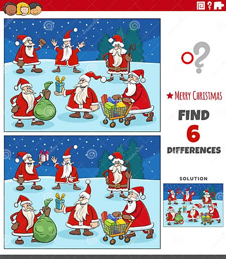 Differences Game for Kids with Santa Clauses Characters Stock Vector ... Differences Game for Kids with Santa Clauses Characters Stock Vector ...