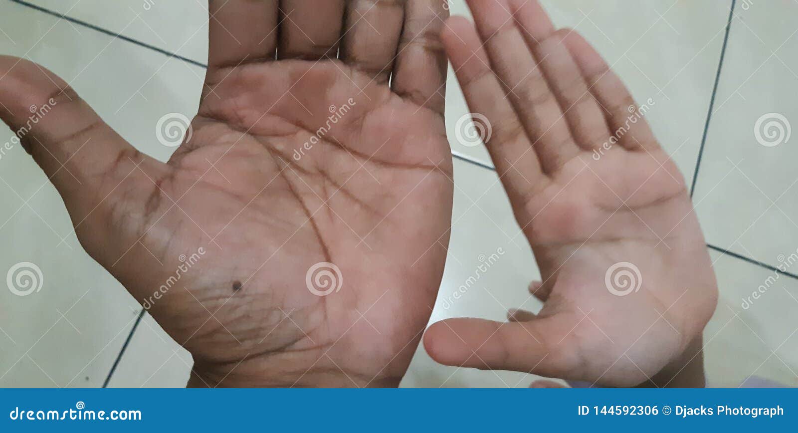 Differences in the Lines of the Hands of Adults and Children Stock ...