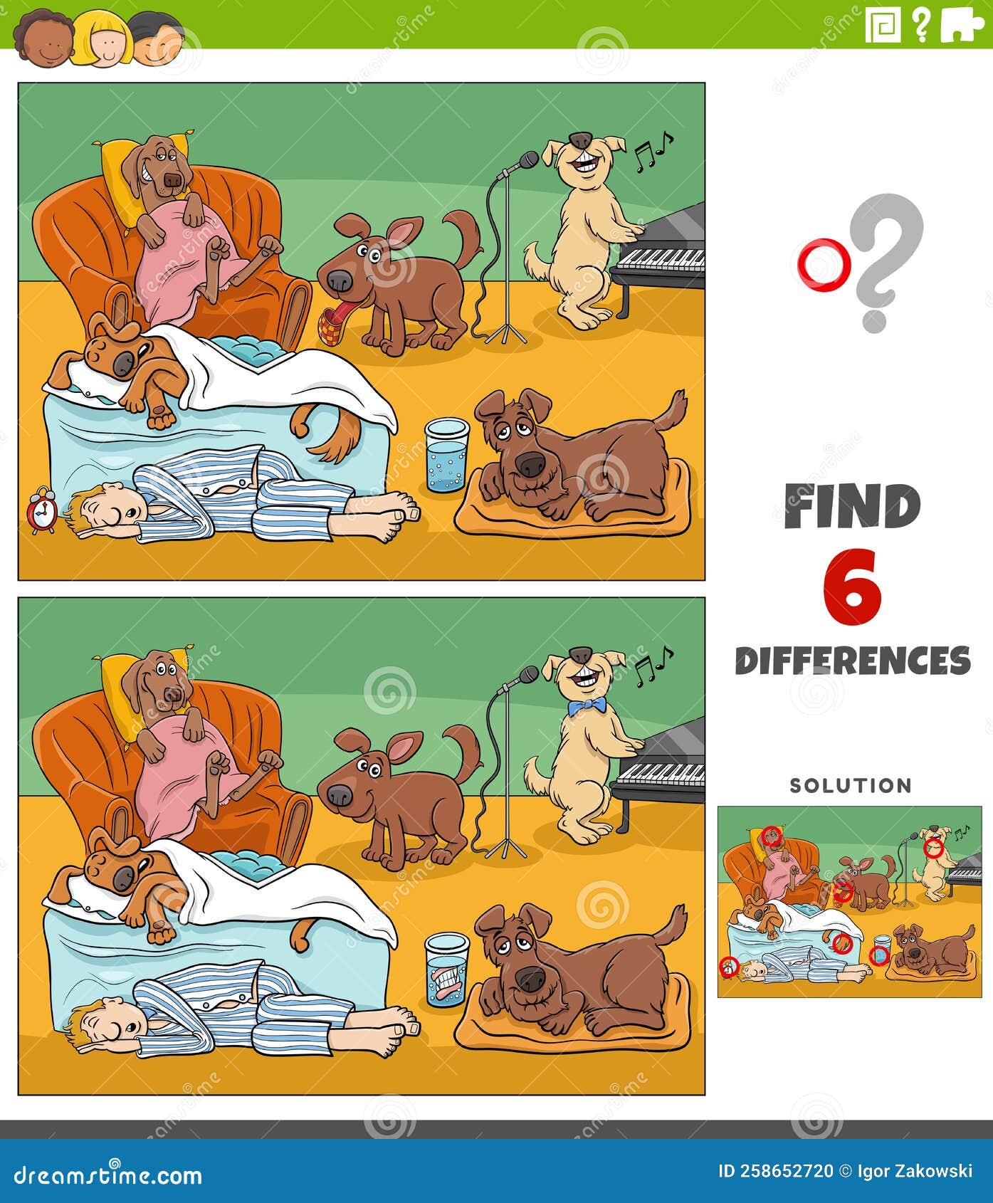 Differences Task with Cartoon Dogs Animal Characters Stock Vector ...