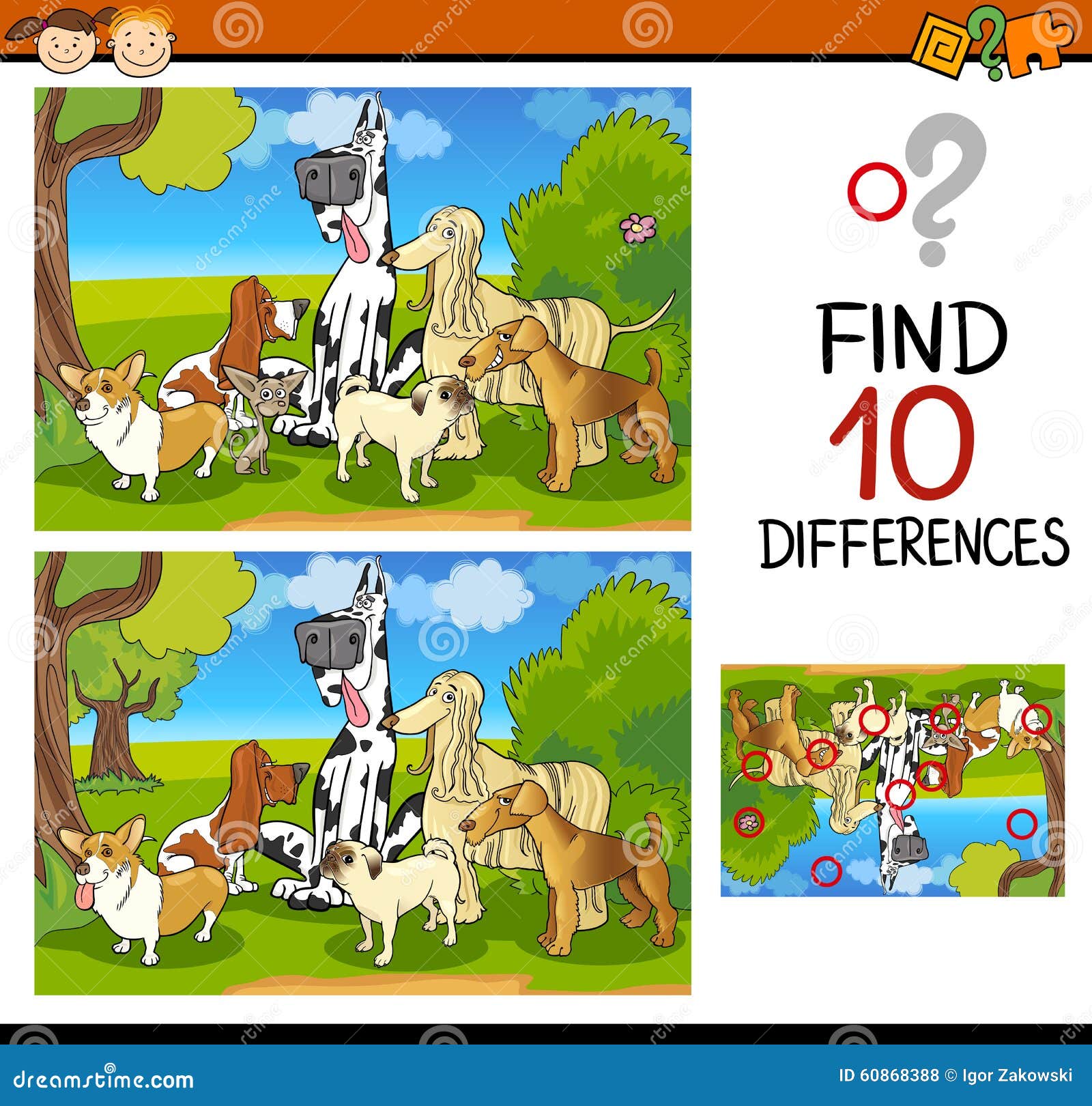 Differences Task for Children Stock Vector - Illustration of character ...