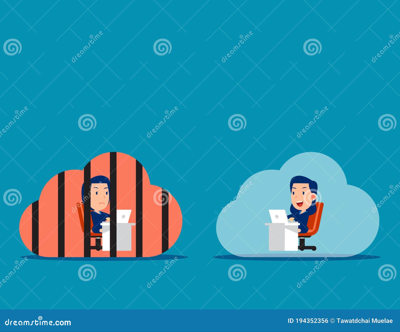 Differences in Thinking and Working Attitudes Concept Stock Vector ...
