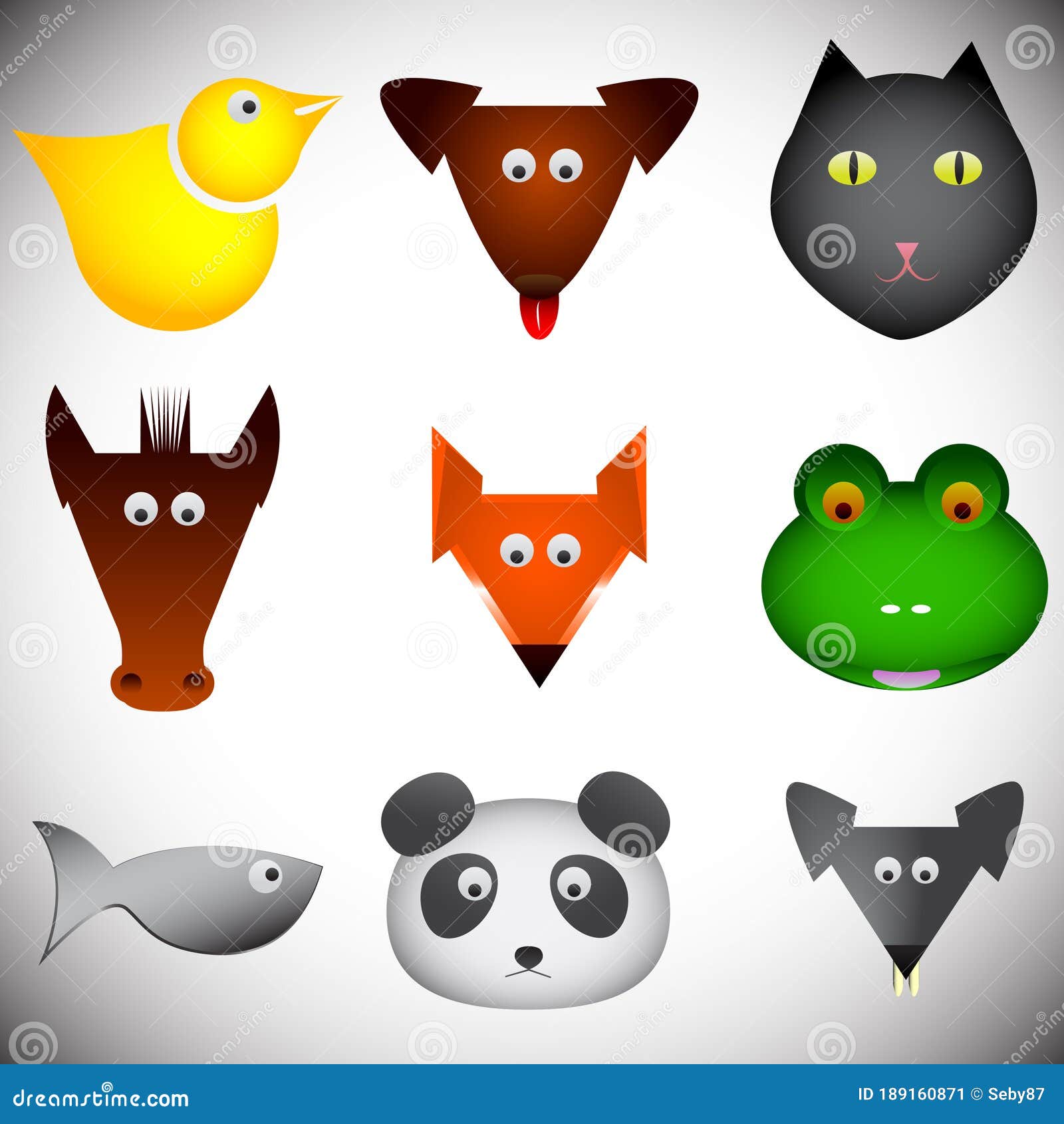 Different Abstract Animals Set, Vector Illustration Stock Vector ...