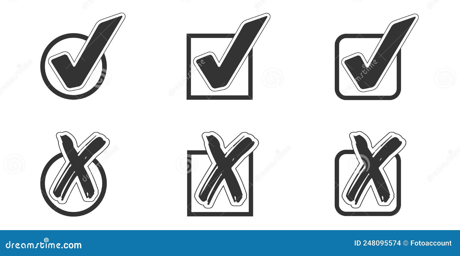 Different Accepted And Decline Checkbox Icon Set - Vector Illustrations ...