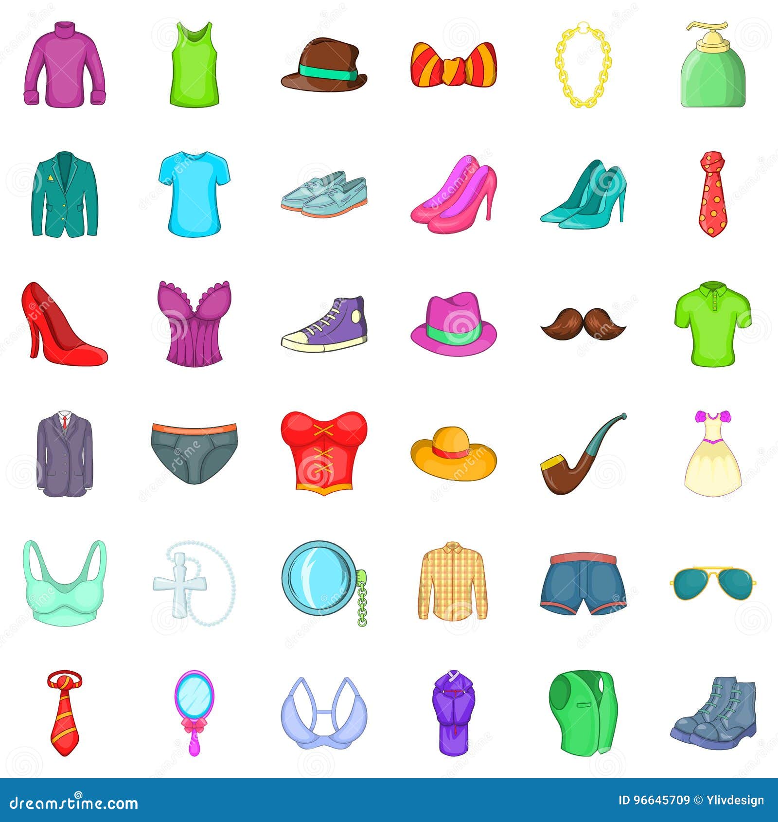 Different Accessories Icons Set, Cartoon Style Stock Vector ...