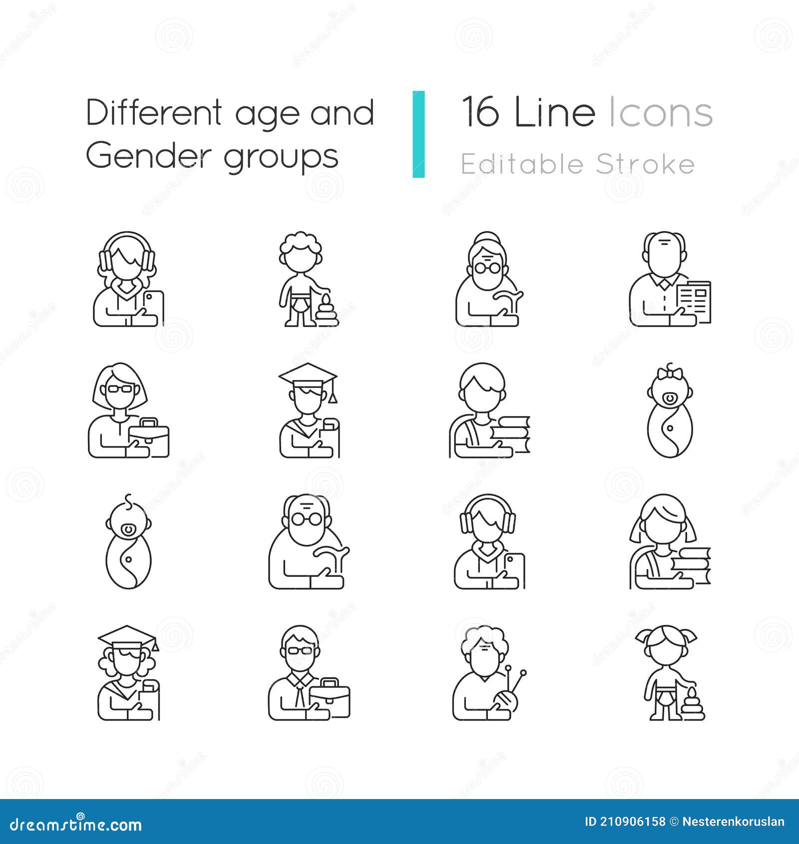 Different Age and Gender Groups Linear Icons Set Stock Vector ... Different Age and Gender Groups Linear Icons Set Stock Vector ...