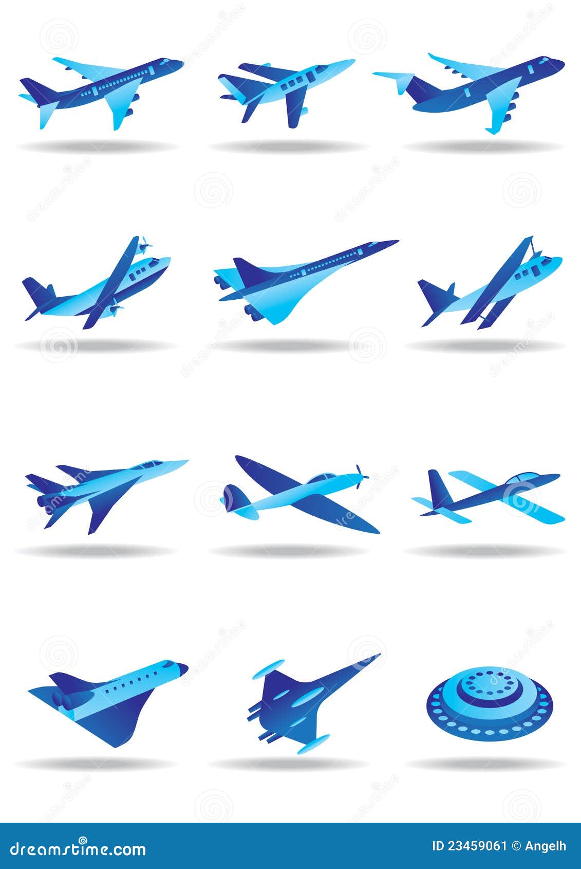 Different Airplanes in Flight Stock Vector - Illustration of ...