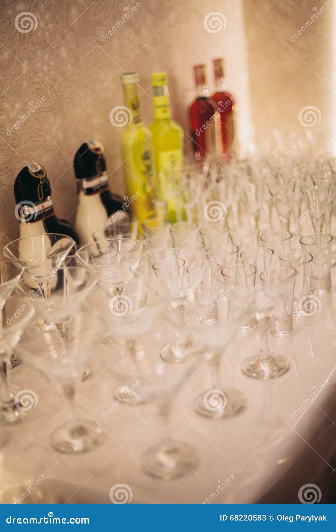Different Alcohol Drinks in Goblets and Wine Glasses on Wedding Buffet ...