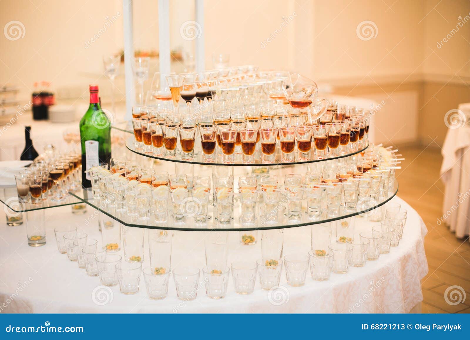 Different Alcohol Drinks in Goblets and Wine Glasses on Wedding Buffet ...