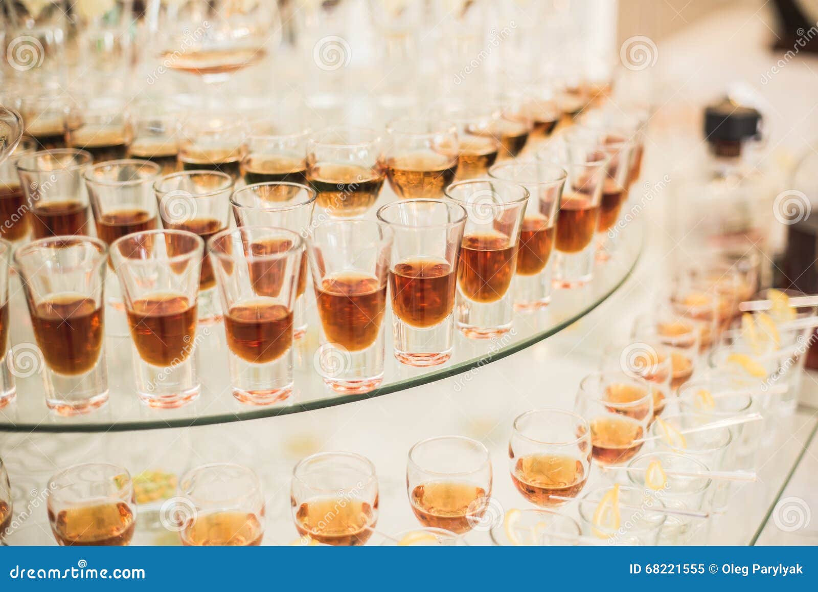 Different Alcohol Drinks in Goblets and Wine Glasses on Wedding Buffet ...