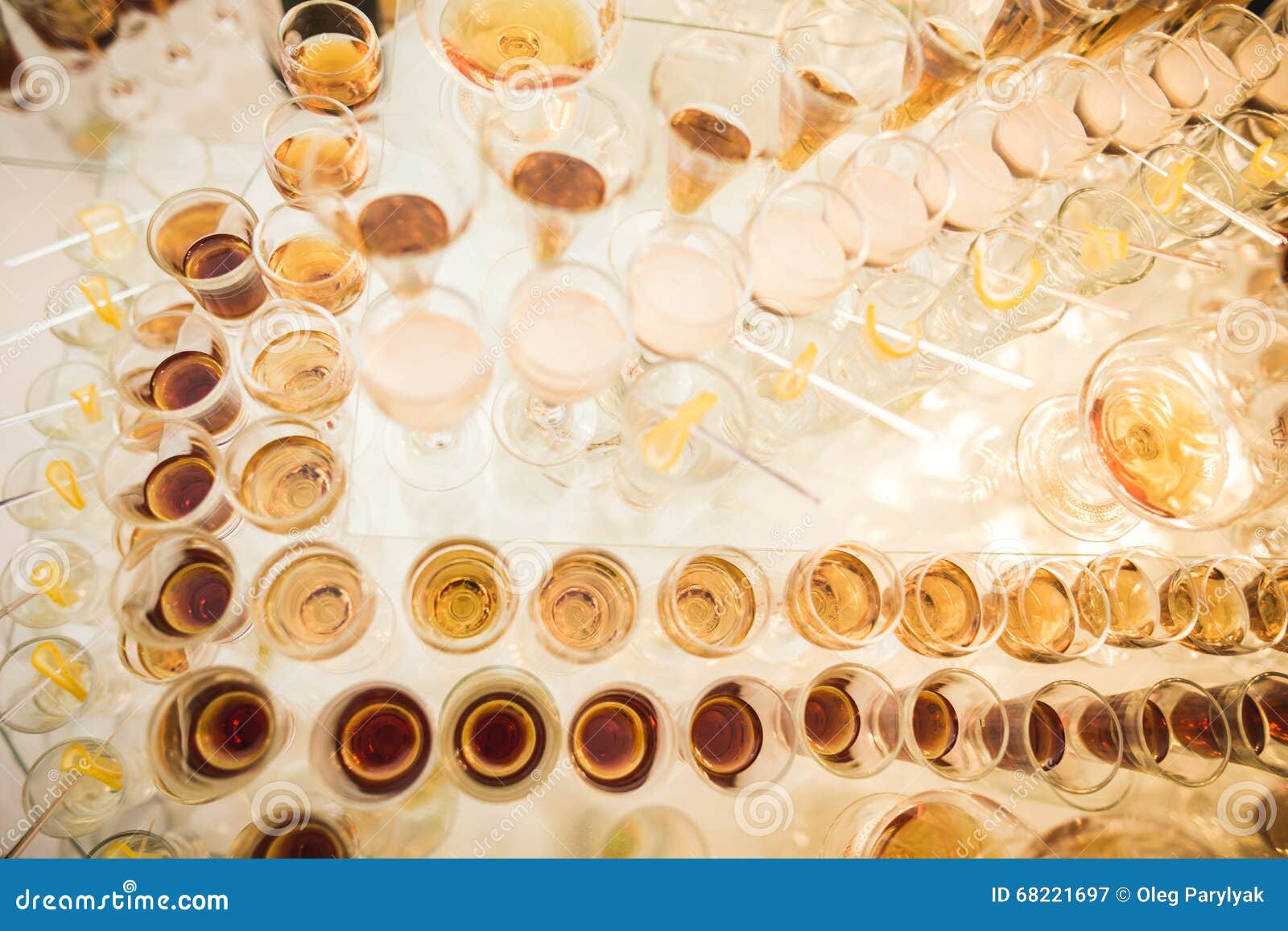 Different Alcohol Drinks in Goblets and Wine Glasses on Wedding Buffet ...