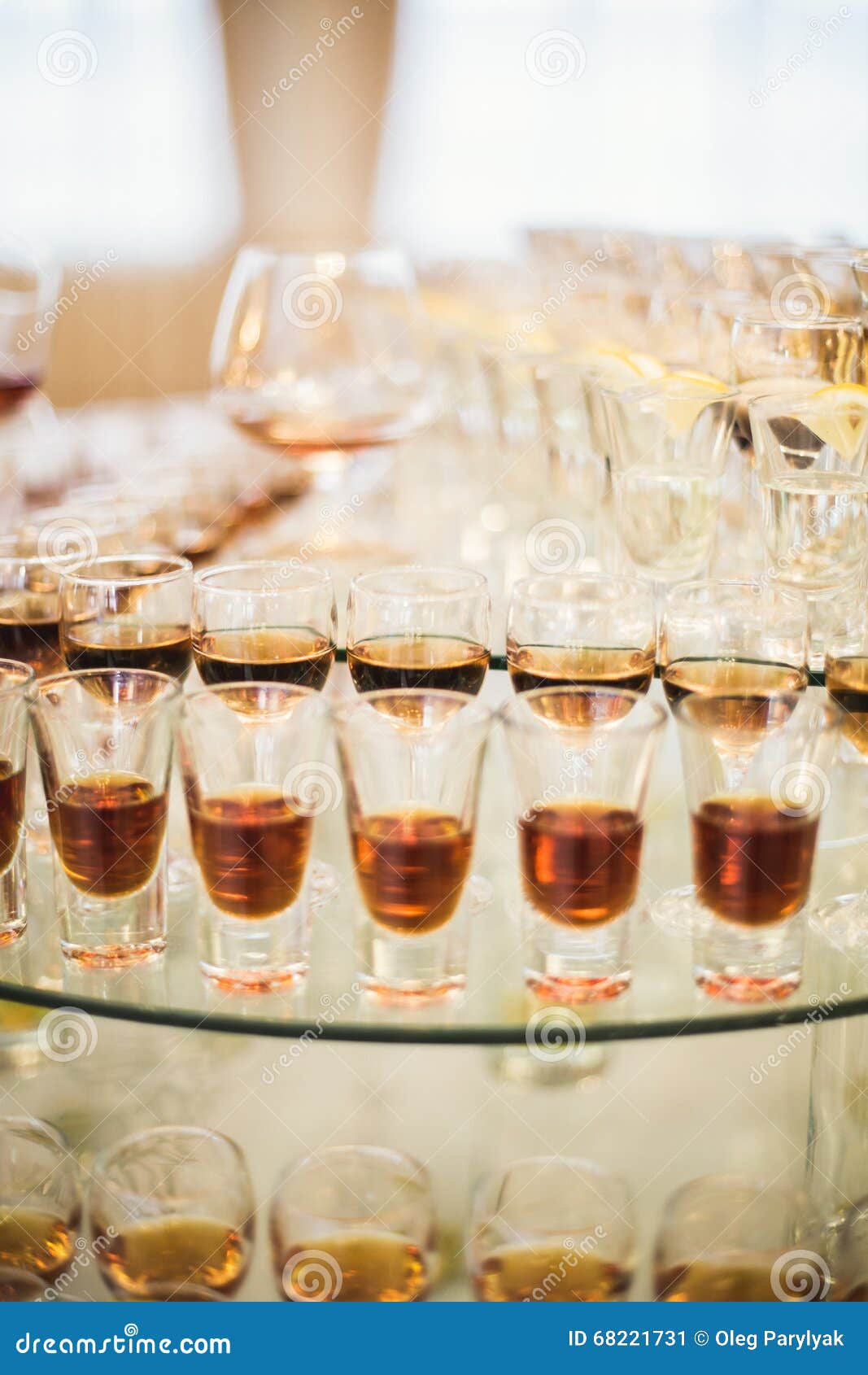 Different Alcohol Drinks in Goblets and Wine Glasses on Wedding Buffet ...