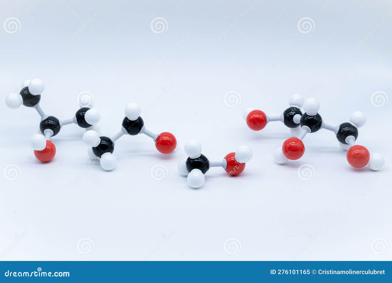Different Alcohol Molecules Made by Molecular Model on White Background ...