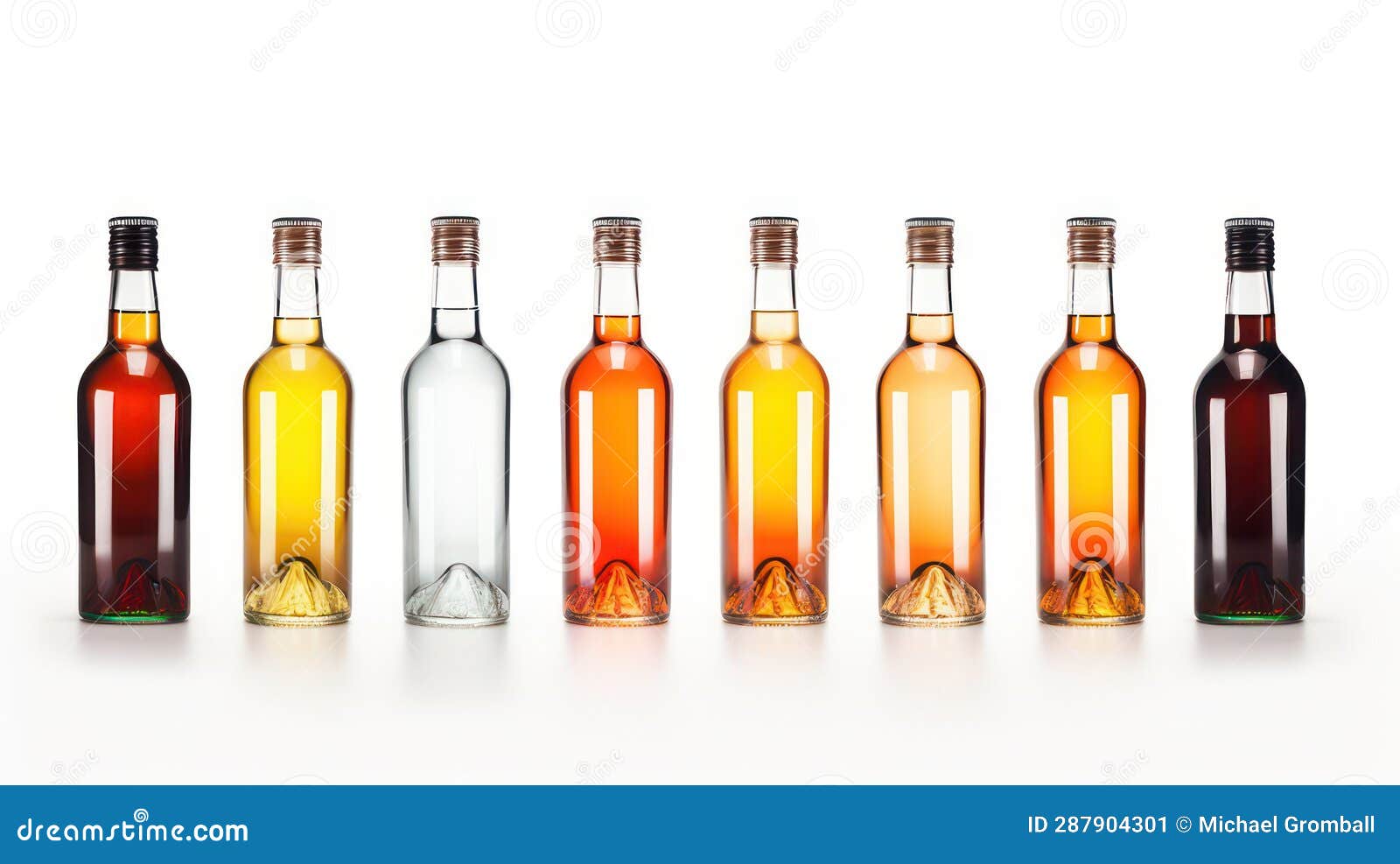 Different Alcoholic Bottles Isolated on White Created with Generative ...