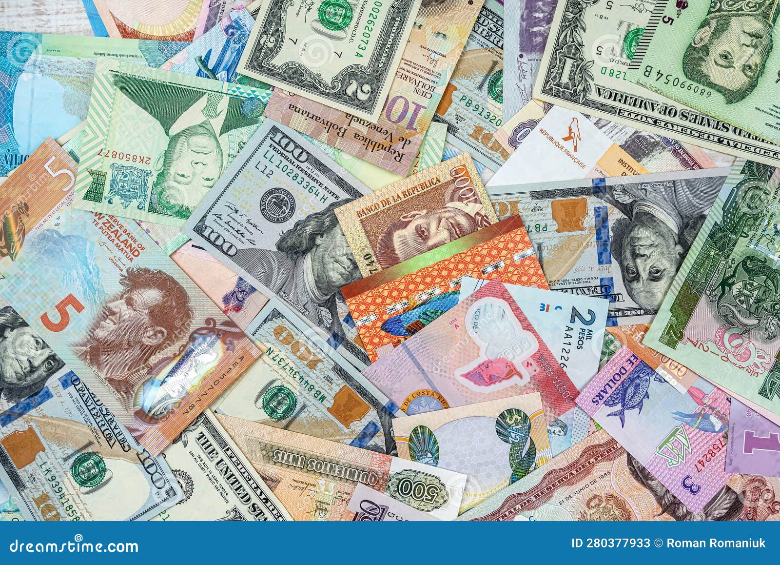 Different American World Paper Money As Background Stock Image - Image ...