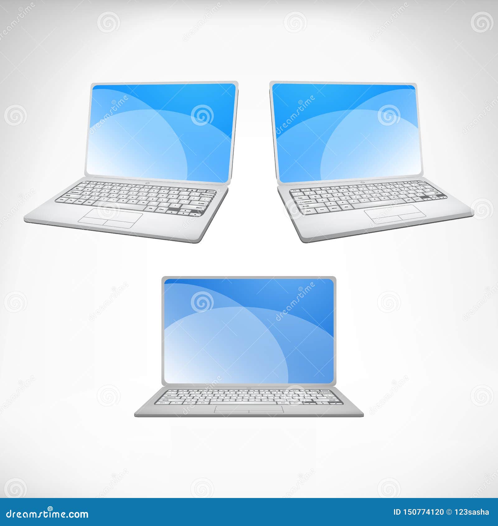 Different Angle Laptop Set. Vector Object Illustration Stock Vector ...