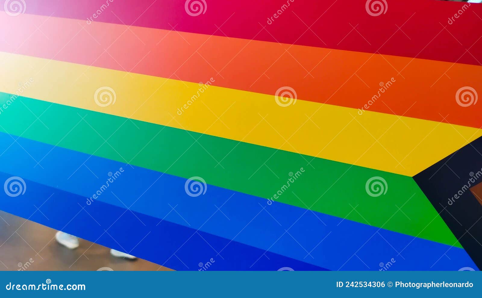 Different Angles of a Horizontal Rainbow Vibrant Color Sticker Stock ...