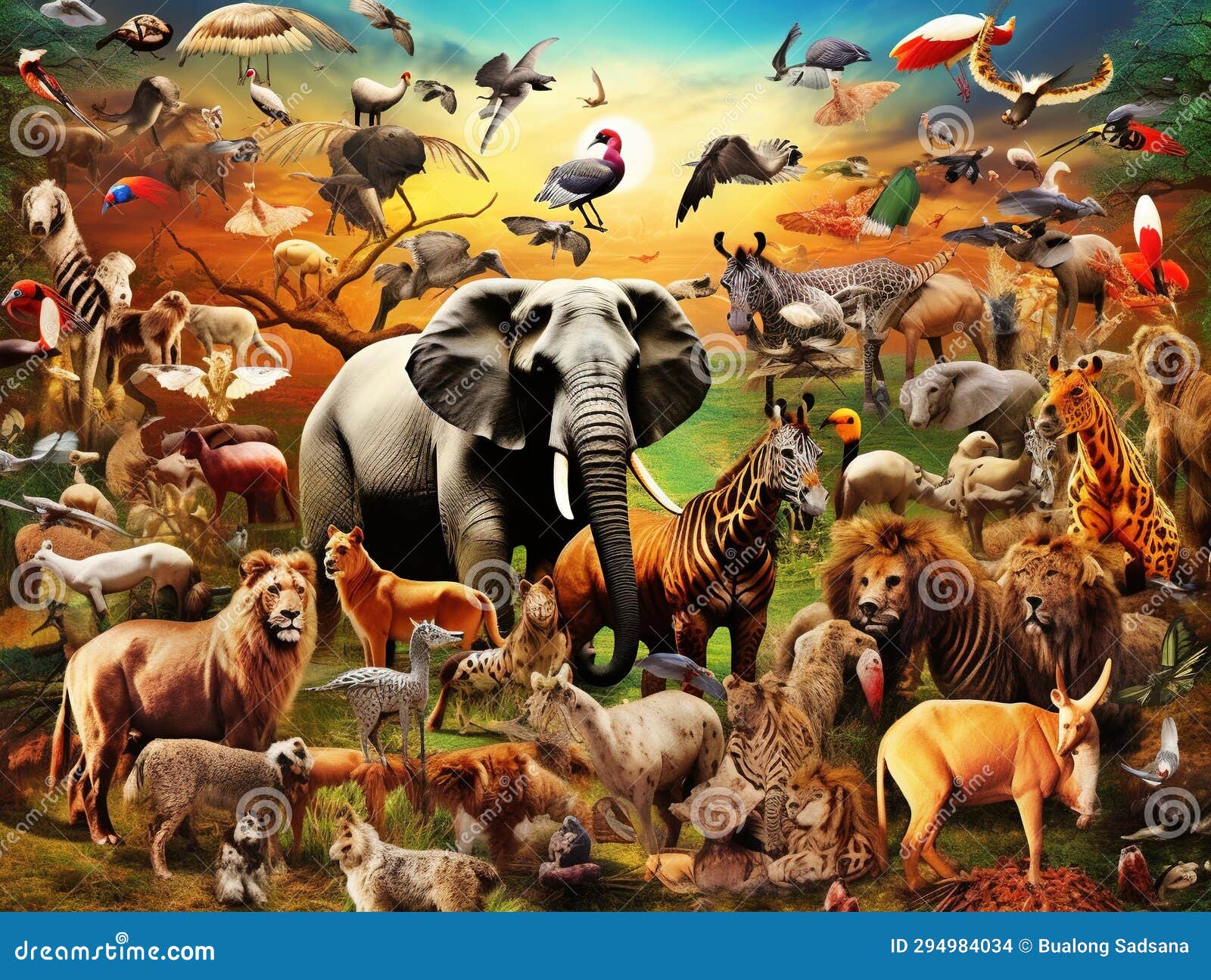 Different animals collage stock illustration. Illustration of frame ...
