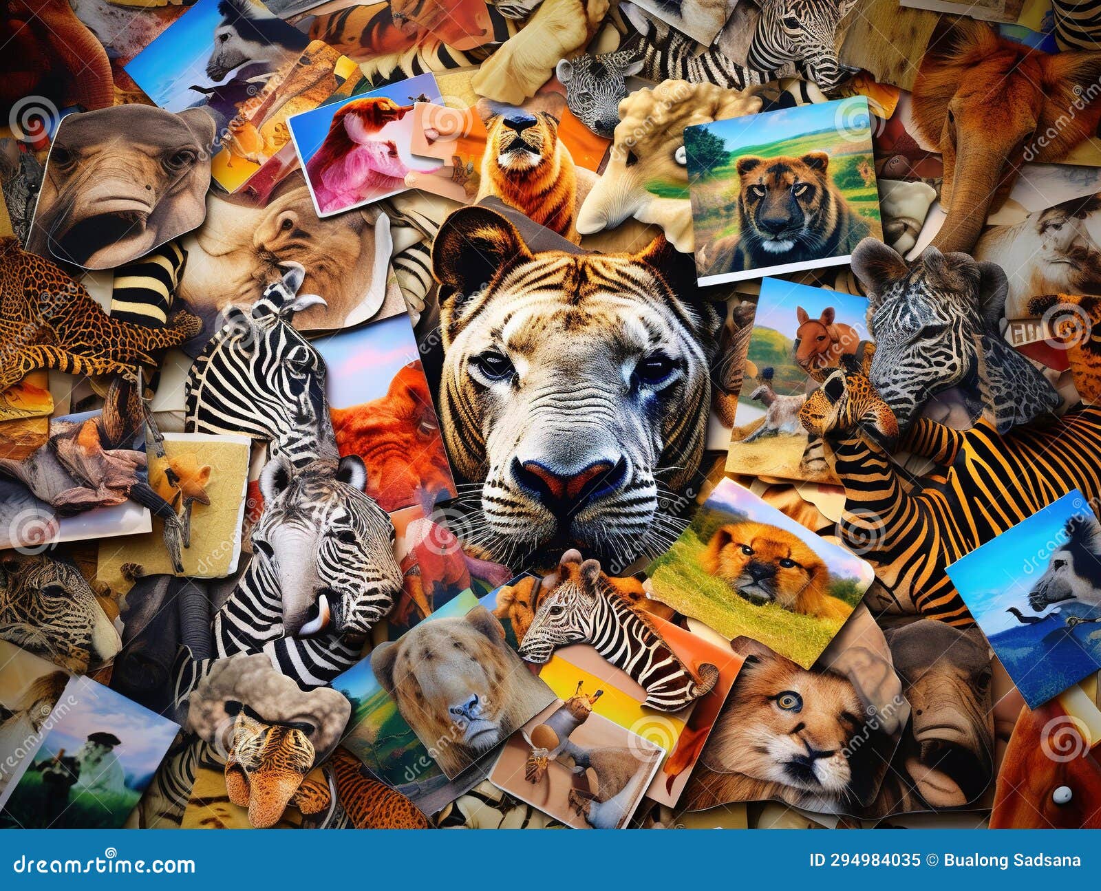 Different animals collage stock illustration. Illustration of cute ...