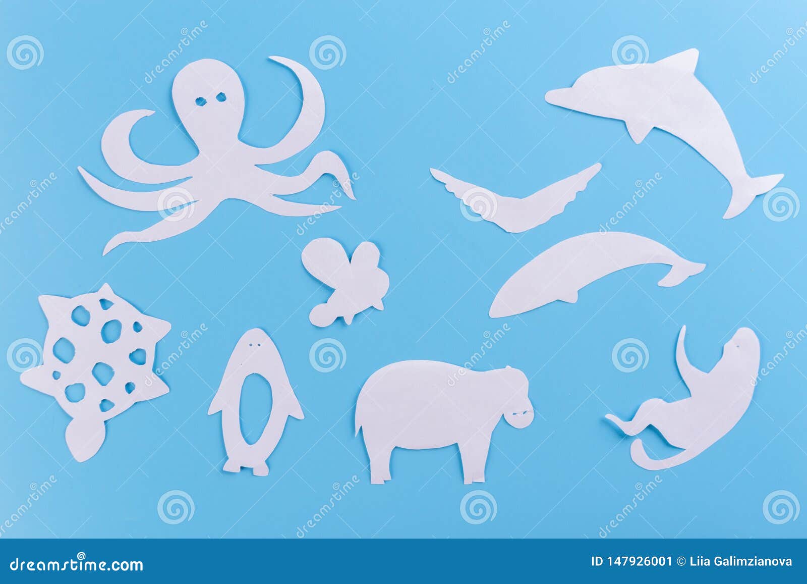 Different Animals Made of Paper Stock Image - Image of ocean, marine ...
